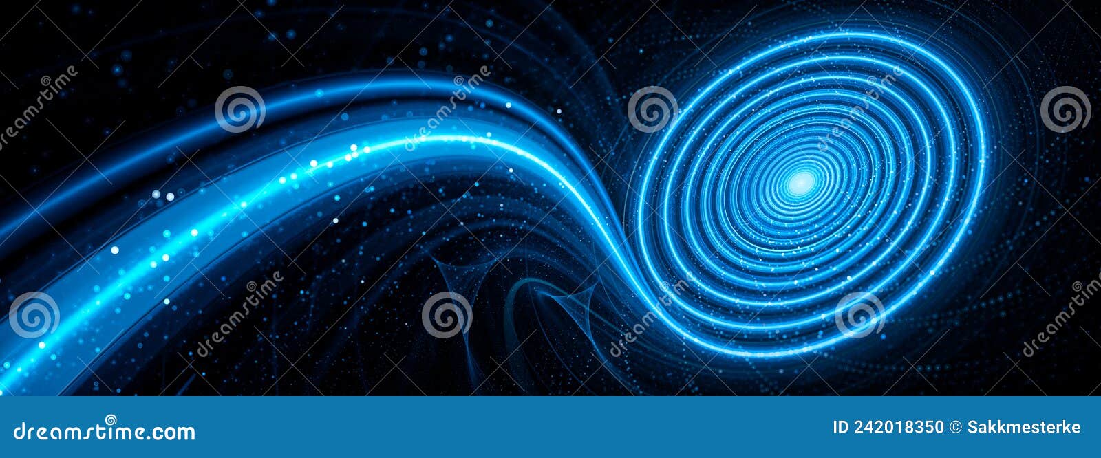 Blue Glowing Spiral Technological Singularity Widescreen Banner Stock ...
