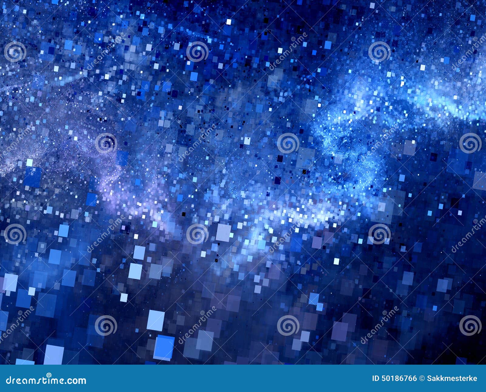 Blue Glowing Square Shape Particles in Space Stock Illustration ...