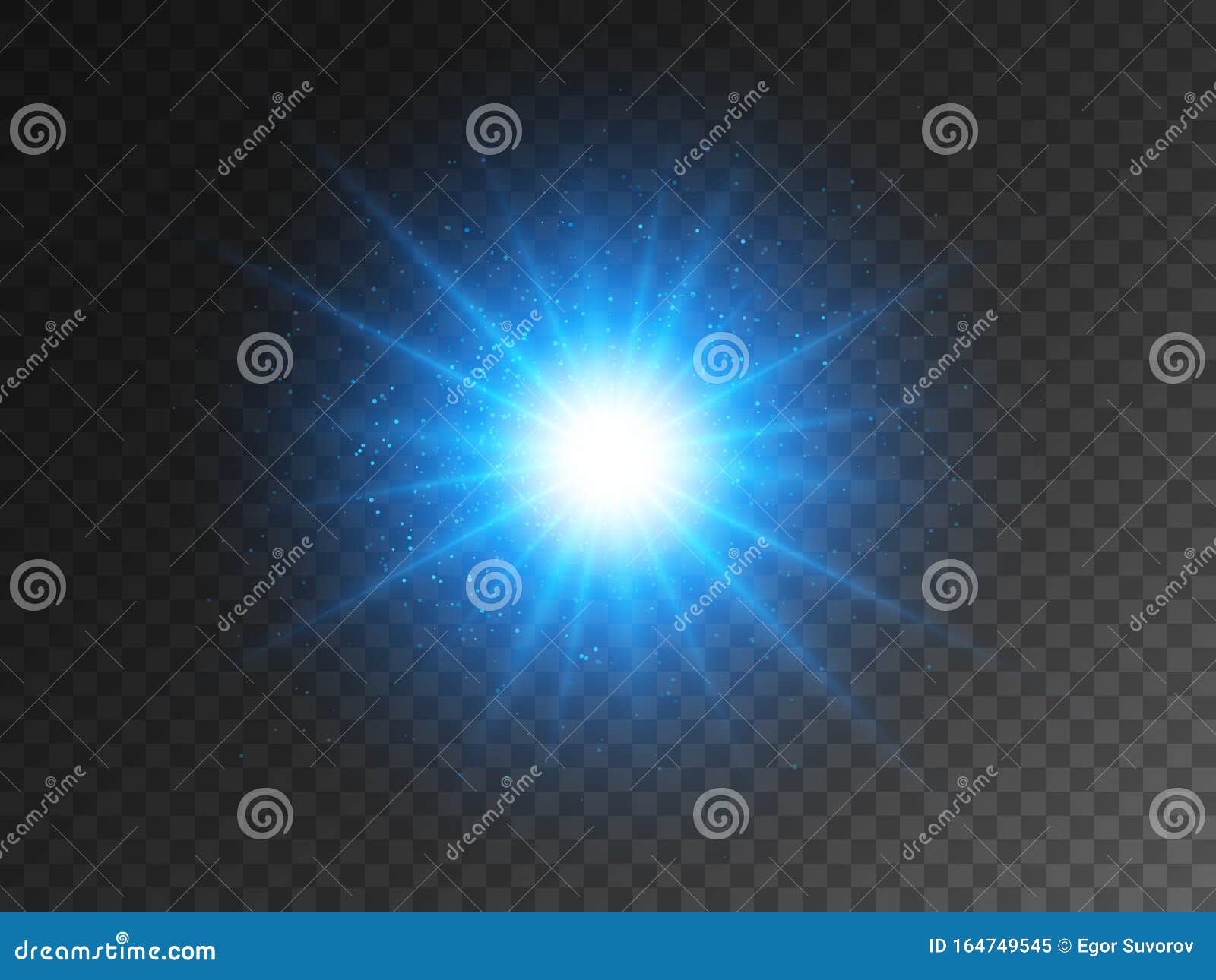 Blue Glowing Star on Transparent Backdrop. Christmas Light Effect with ...