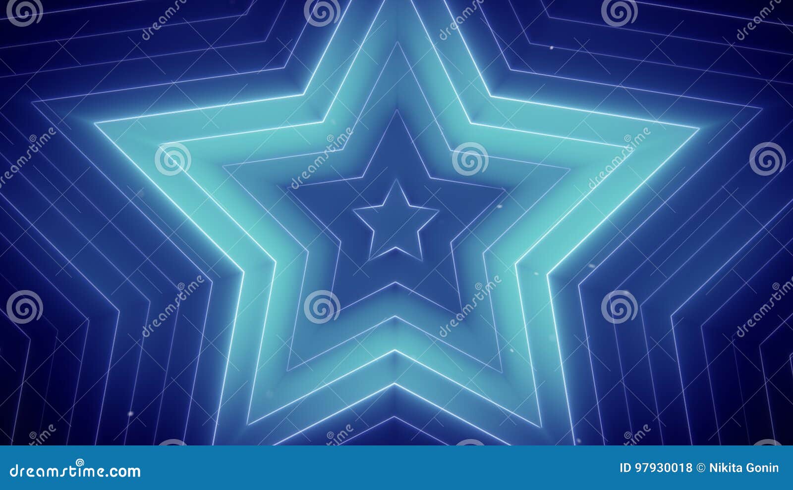 Blue Glowing Stars 3d Render Stock Illustration - Illustration of ...