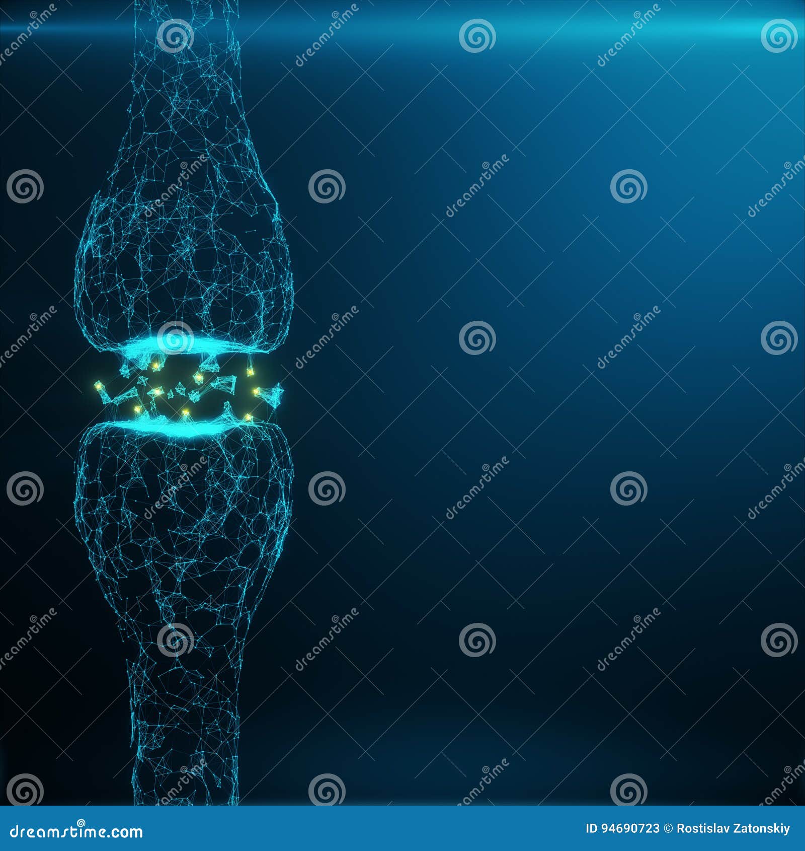 Blue Glowing Synapse. Artificial Neuron in Concept of Artificial ...