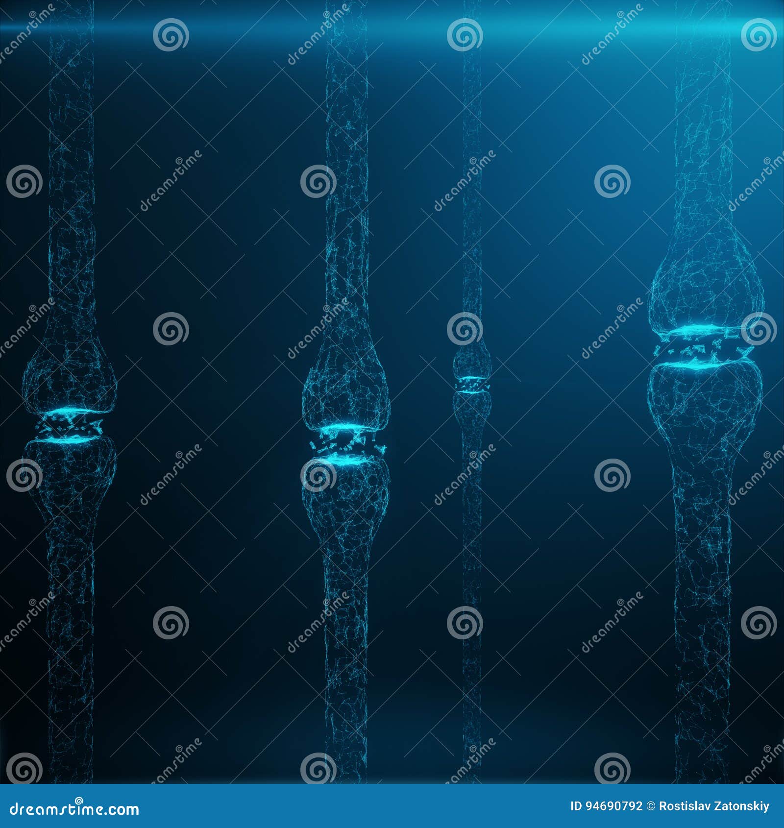 Blue Glowing Synapse. Artificial Neuron in Concept of Artificial ...