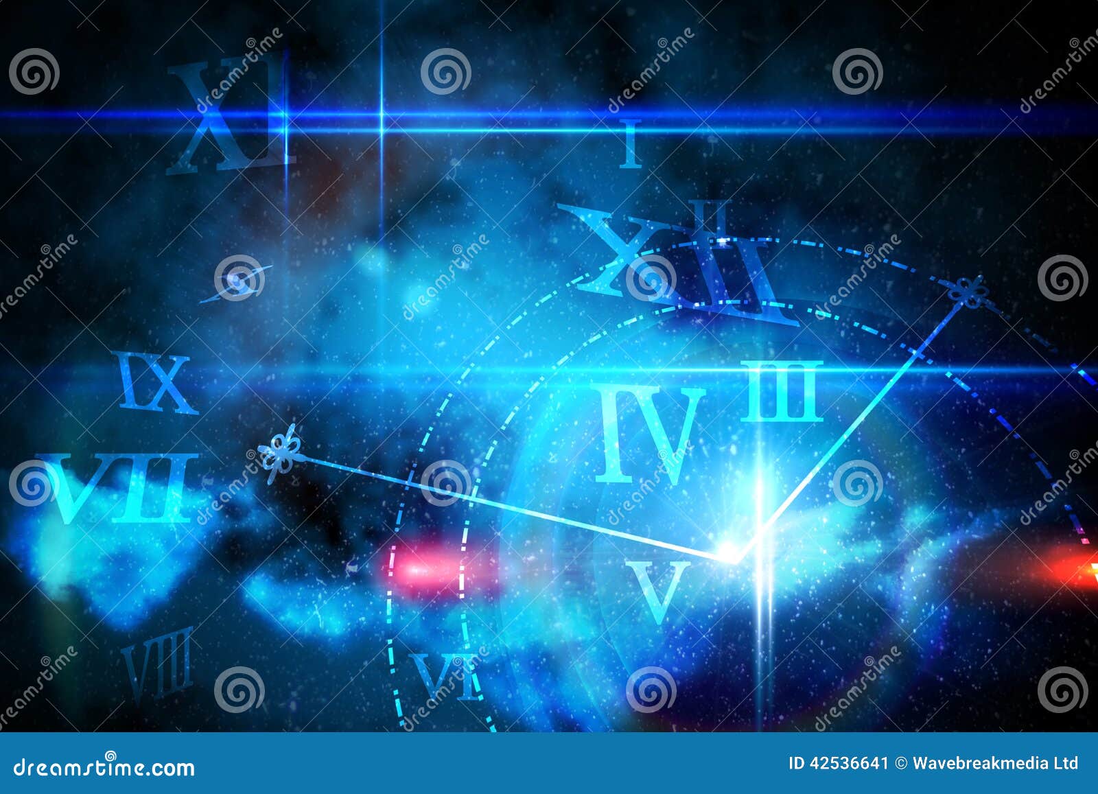 Blue Glowing Technology Design with Clock Stock Illustration ...