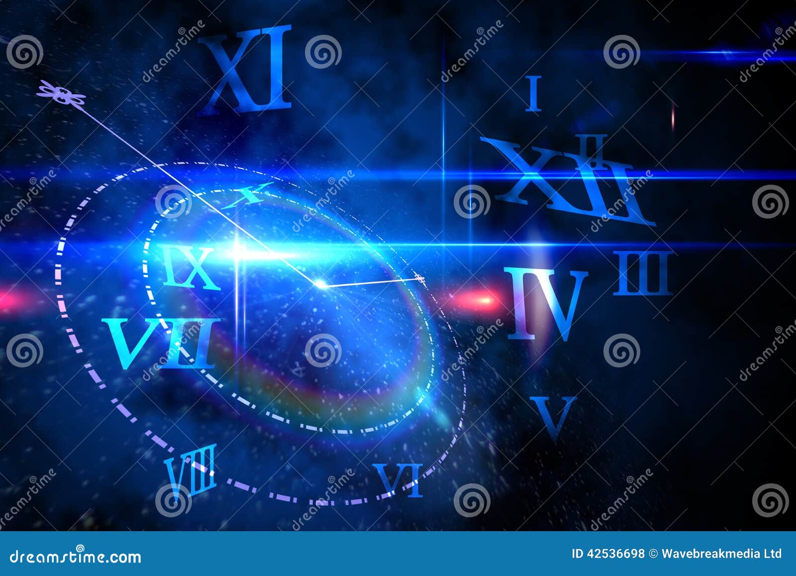 Blue Glowing Technology Design with Clock Stock Illustration ...