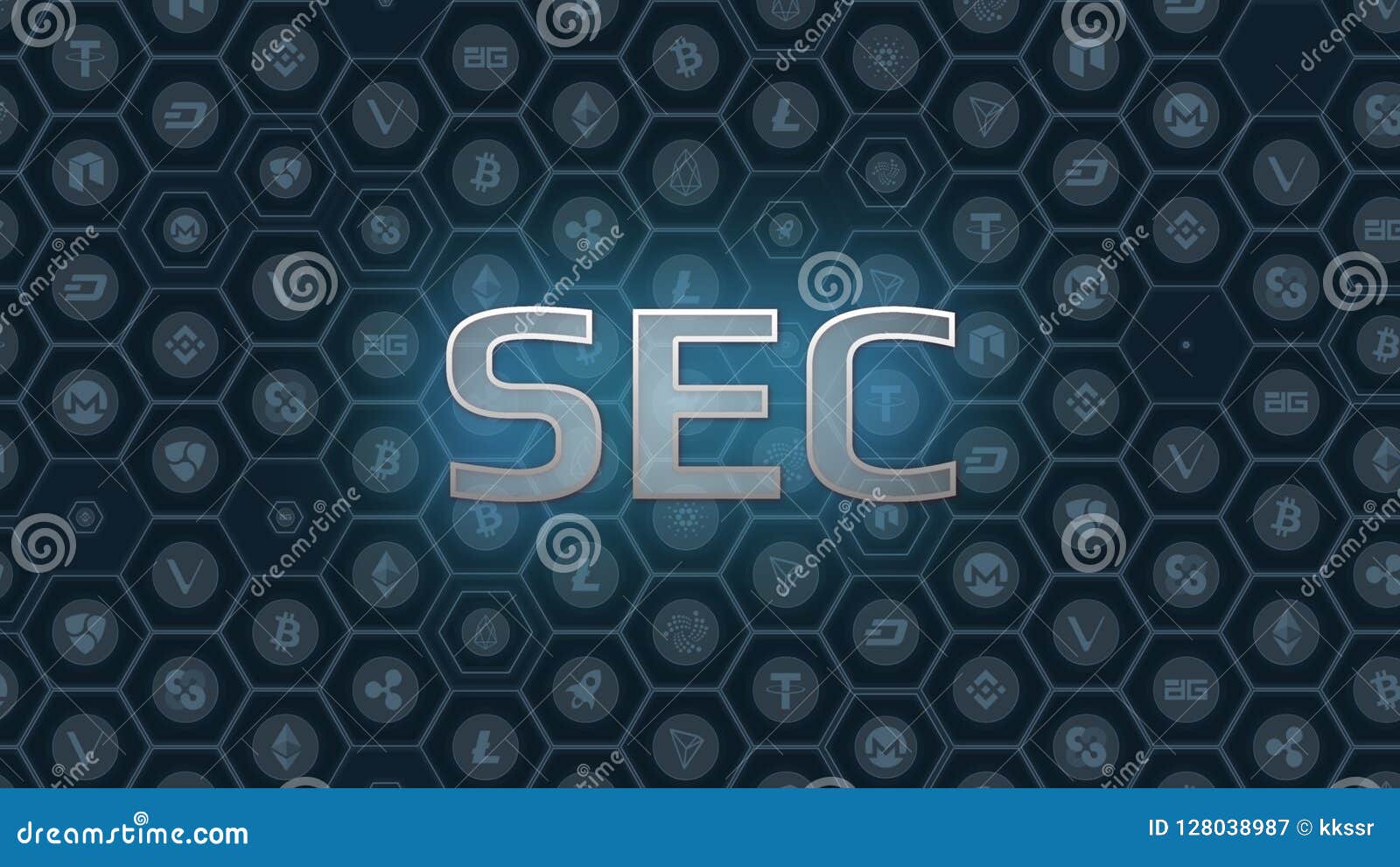 Blue Glowing Text on Bitcoin and Alt Coins Hexagon Symbol Background ... Blue Glowing Text on Bitcoin and Alt Coins Hexagon Symbol Background ...