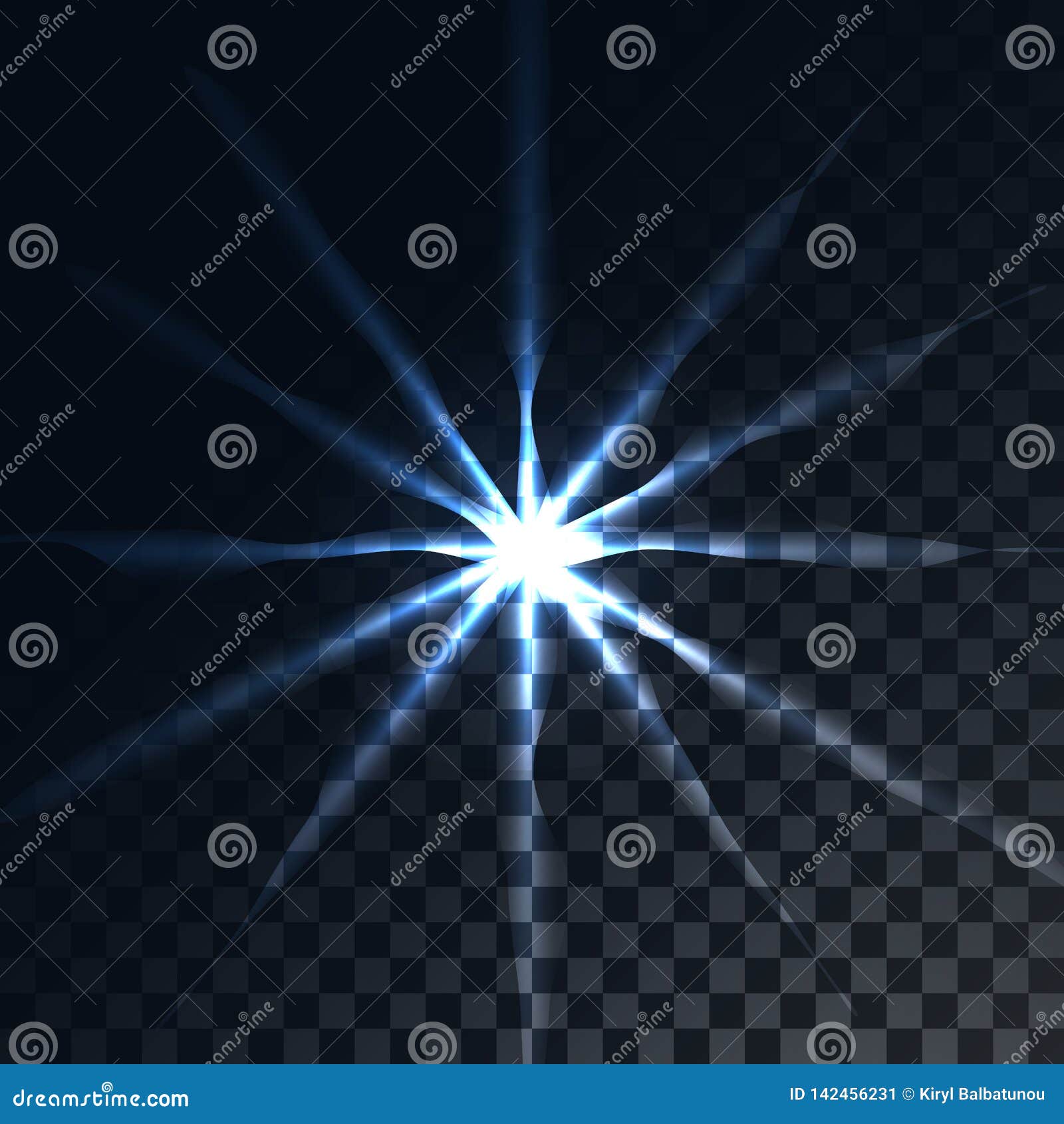 Blue Glowing Transparent Sunbeam, Flash, a Highlight of Energy Rays, a ...