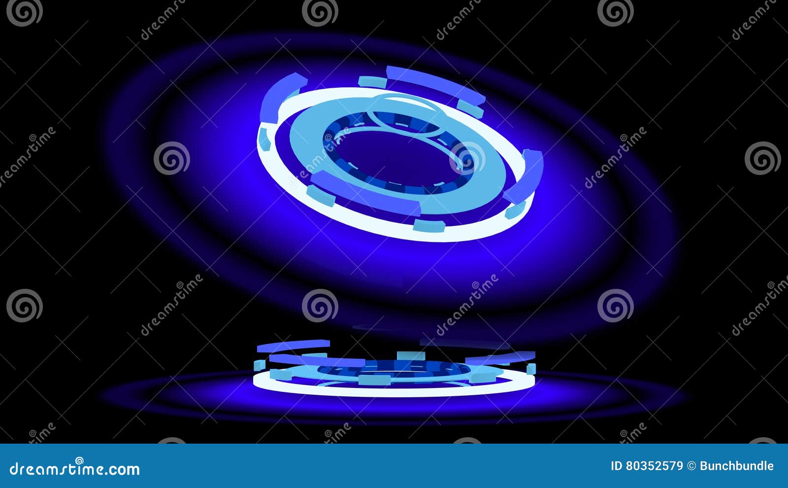 Blue Glowing Wheels, 3d Illustration Stock Illustration - Illustration ...