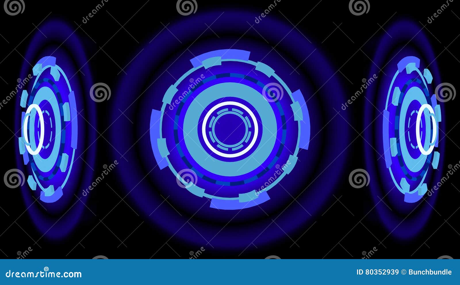Blue Glowing Wheels, 3d Illustration Stock Illustration - Illustration ...