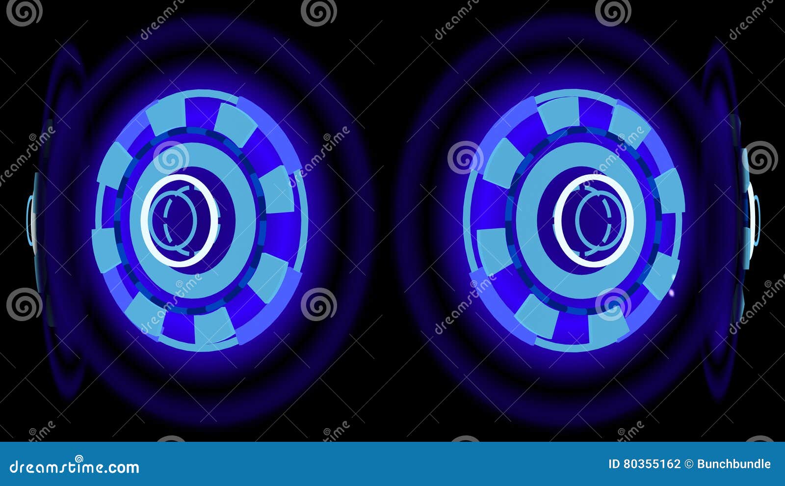 Blue Glowing Wheels, 3d Illustration Stock Illustration - Illustration ...