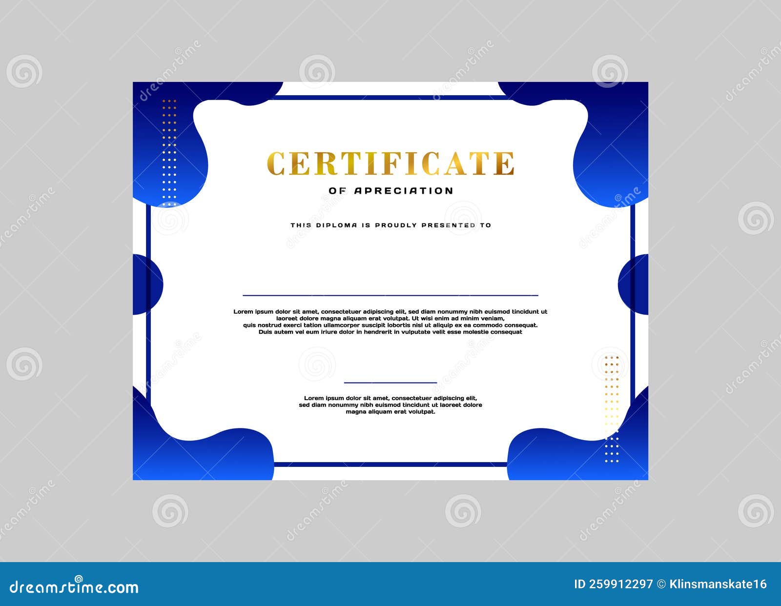 Blue and Gold Abstract Certificate Template Design Stock Vector ...