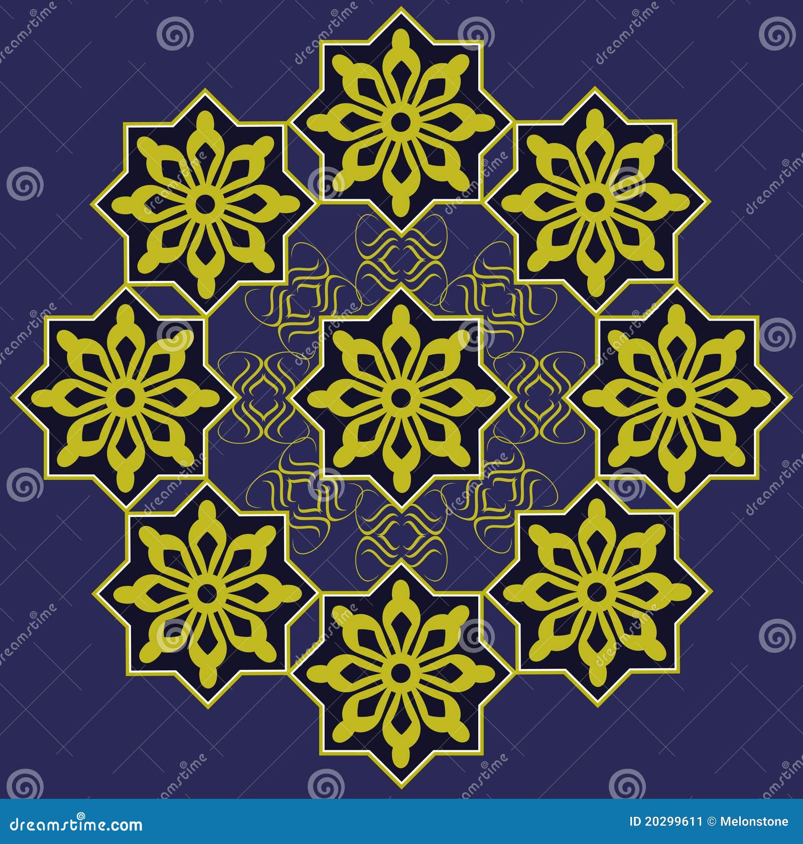 Blue gold Arabic design stock illustration. Illustration of motif ...