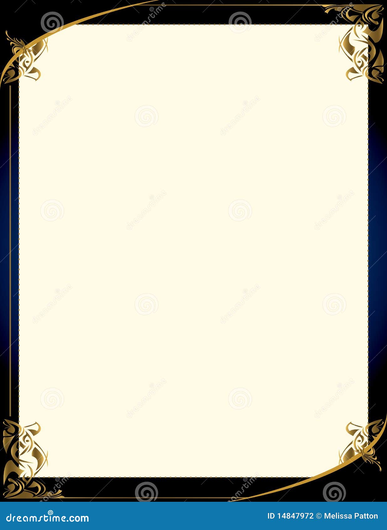 Blue Gold Background with Frame Stock Illustration - Illustration of ...