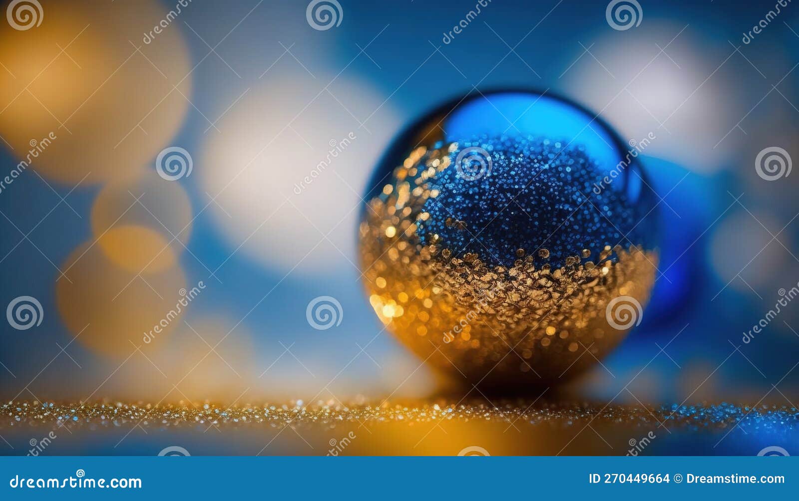 A Blue and Gold Ball Sitting on Top of a Table. Generative Ai Stock ...