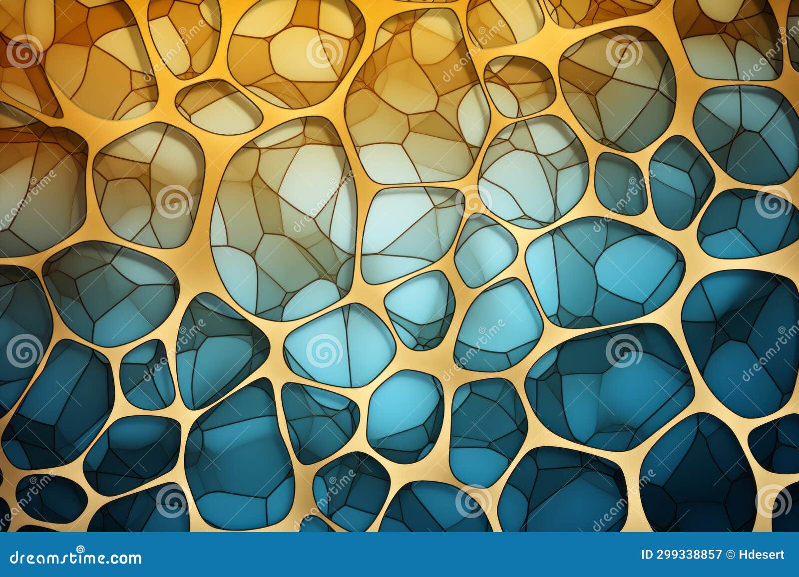 Blue and Gold Cells Abstract Background or Pattern, Creative Design ...