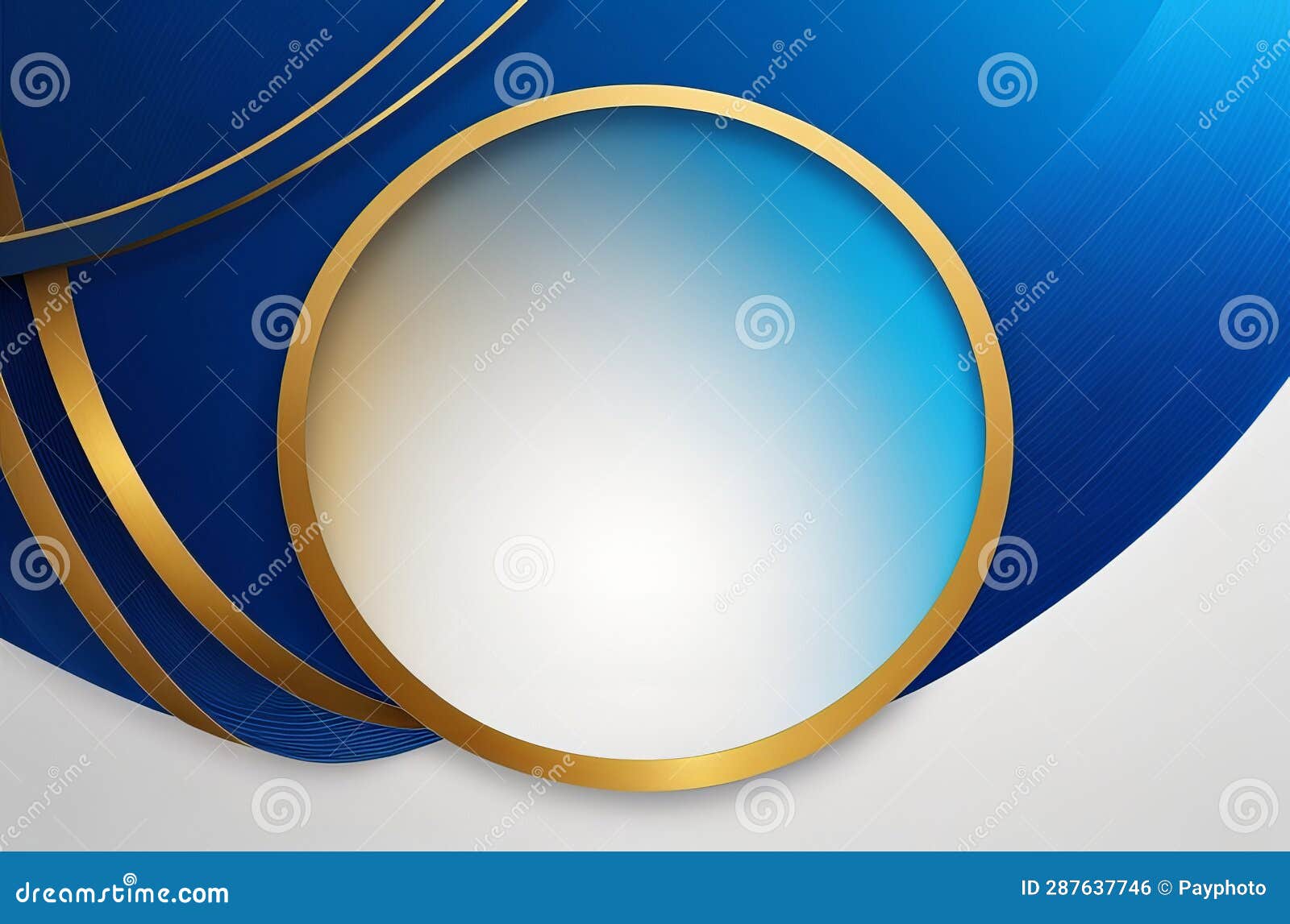 Blue and Gold Circle Template Background: Abstract Elegance. Stock ...