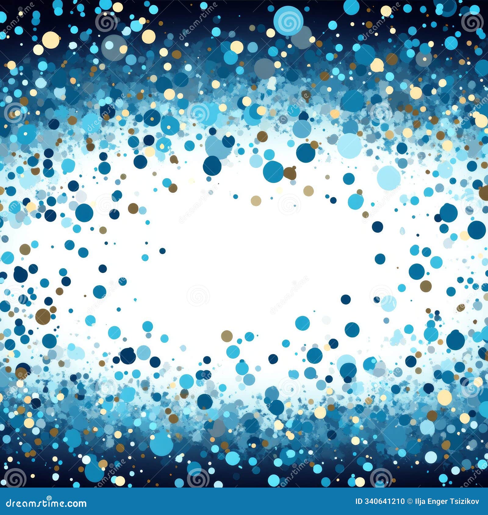 Blue and Gold Confetti Border on White Background. Festive, Celebration ...