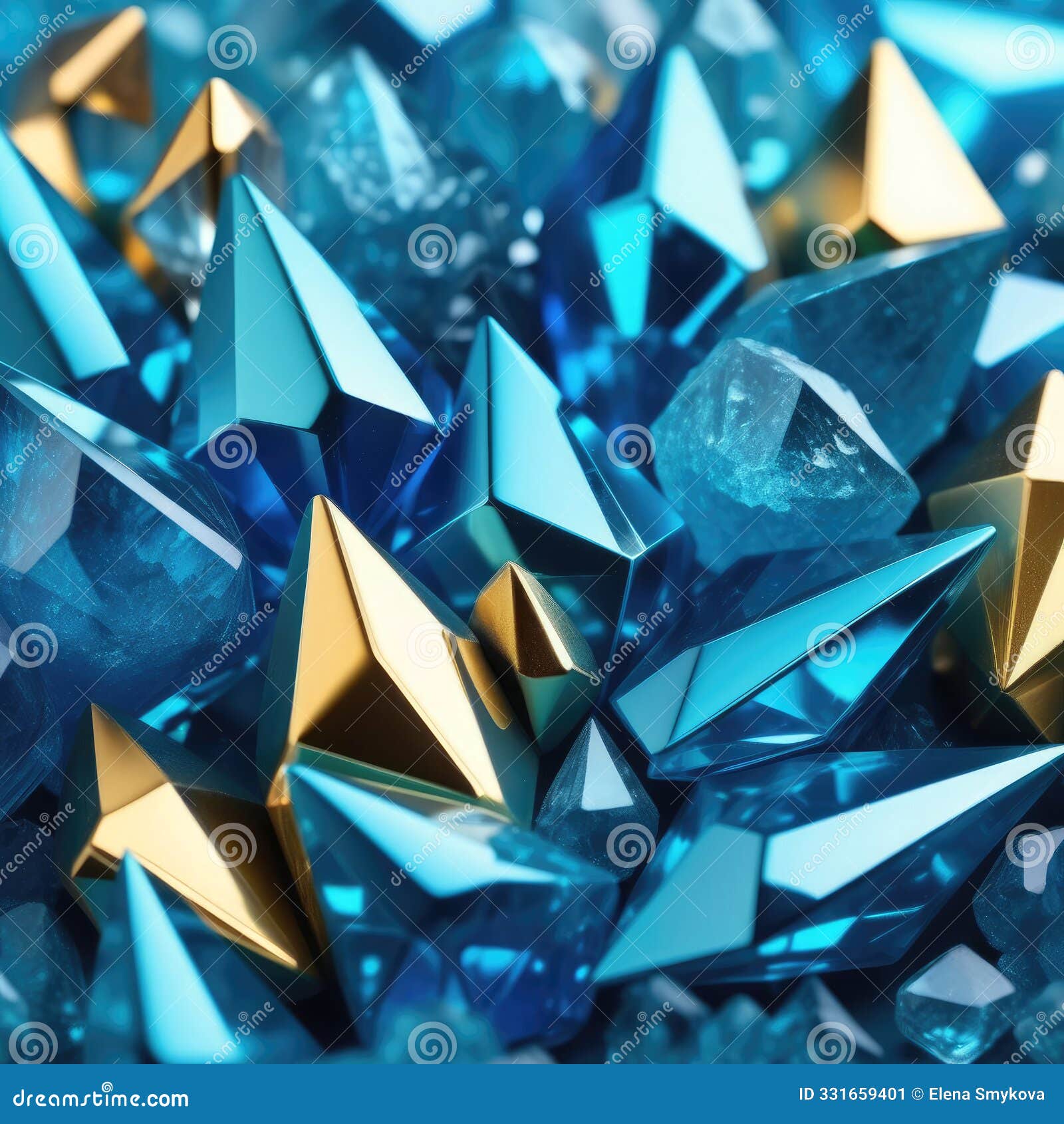 Blue and Gold Crystal Background Stock Image - Image of graphic, facet ...