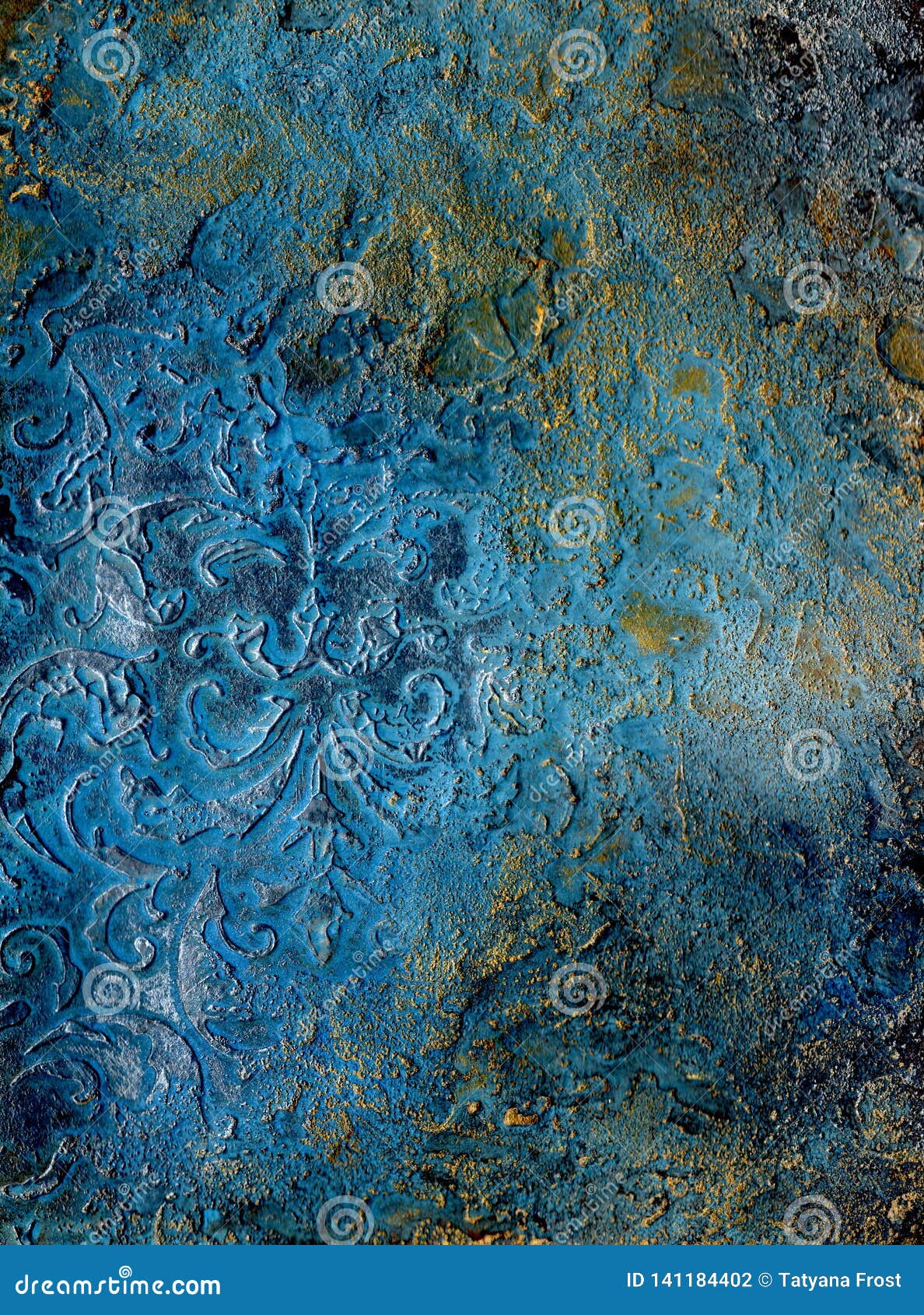 Blue and Gold Embossed Plaster Background Stock Illustration ...