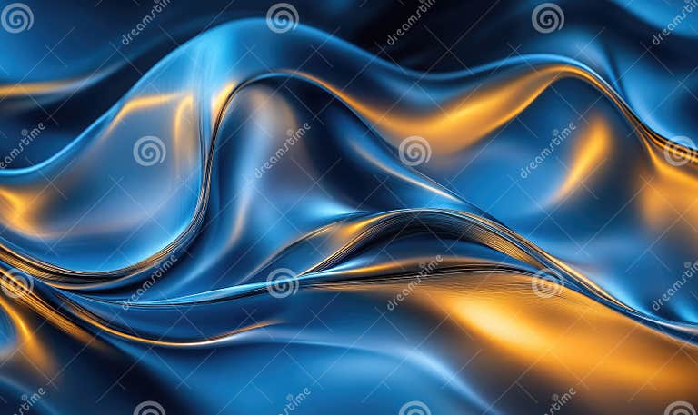 A Blue and Gold Fabric with a Wave Pattern Stock Illustration ...