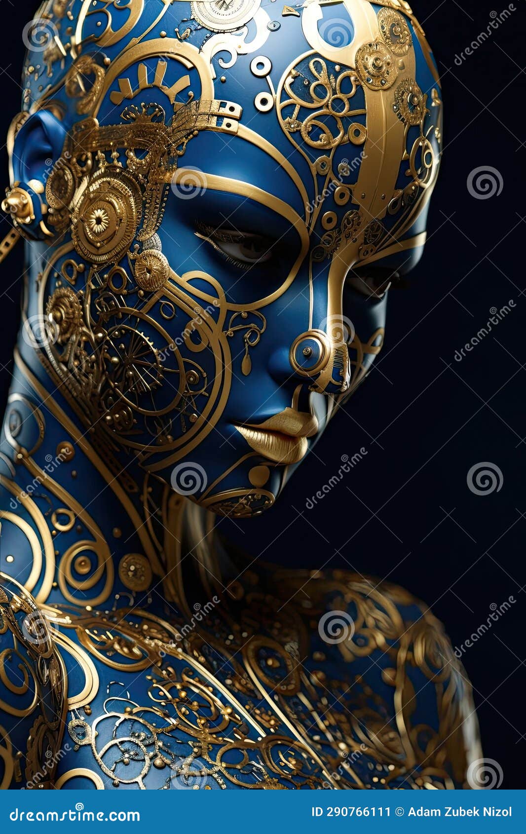 A blue and gold face paint stock illustration. Illustration of blue ...
