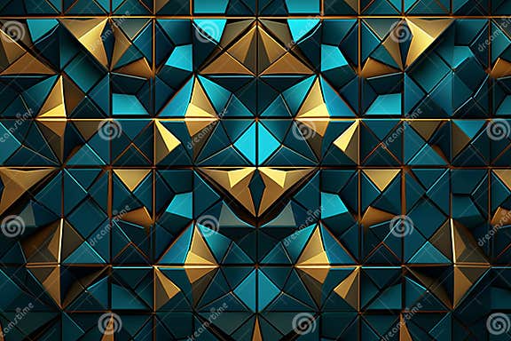 A Blue and Gold Geometric Background with Triangles Stock Photo - Image ...