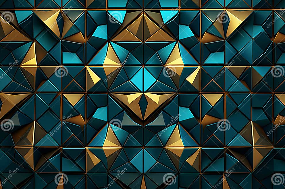 A Blue and Gold Geometric Background with Triangles Stock Illustration ...