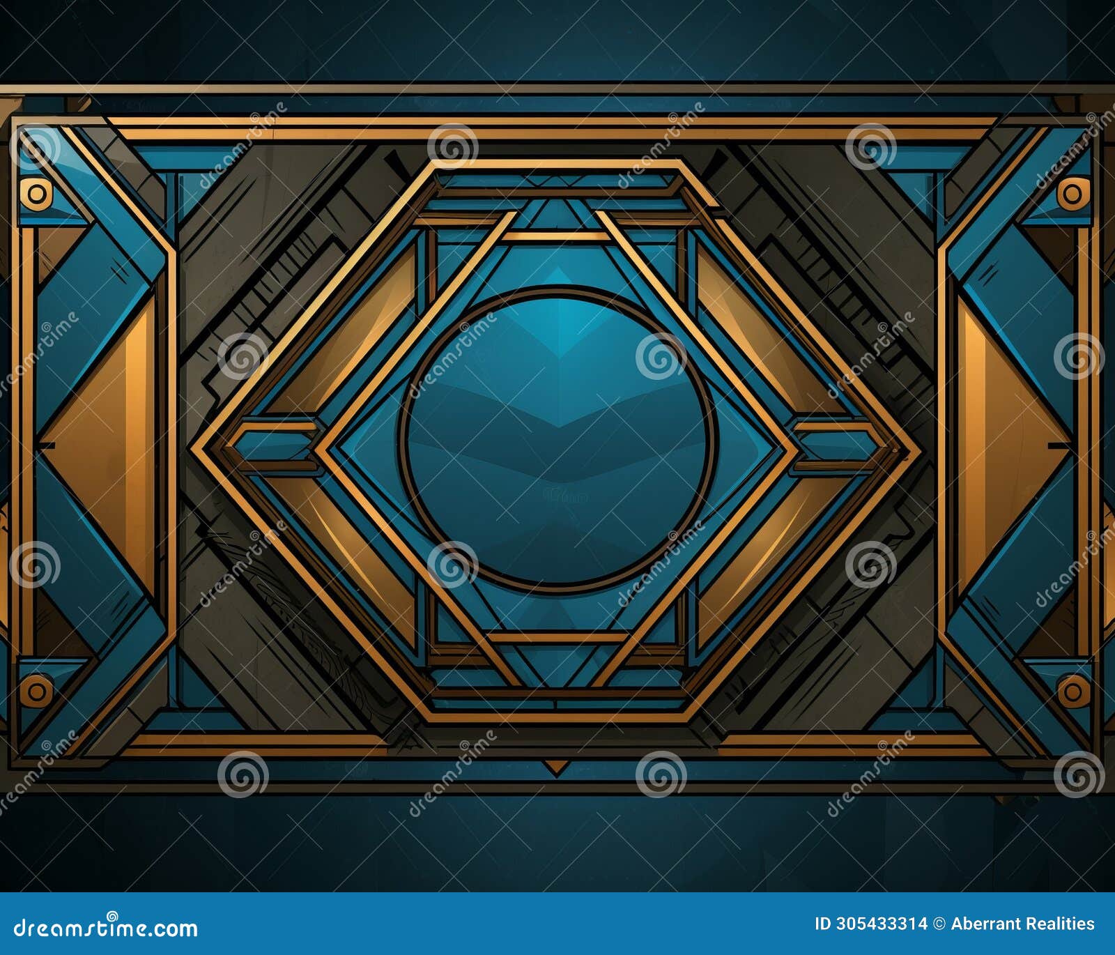 A Blue and Gold Geometric Design on a Dark Background Stock ...