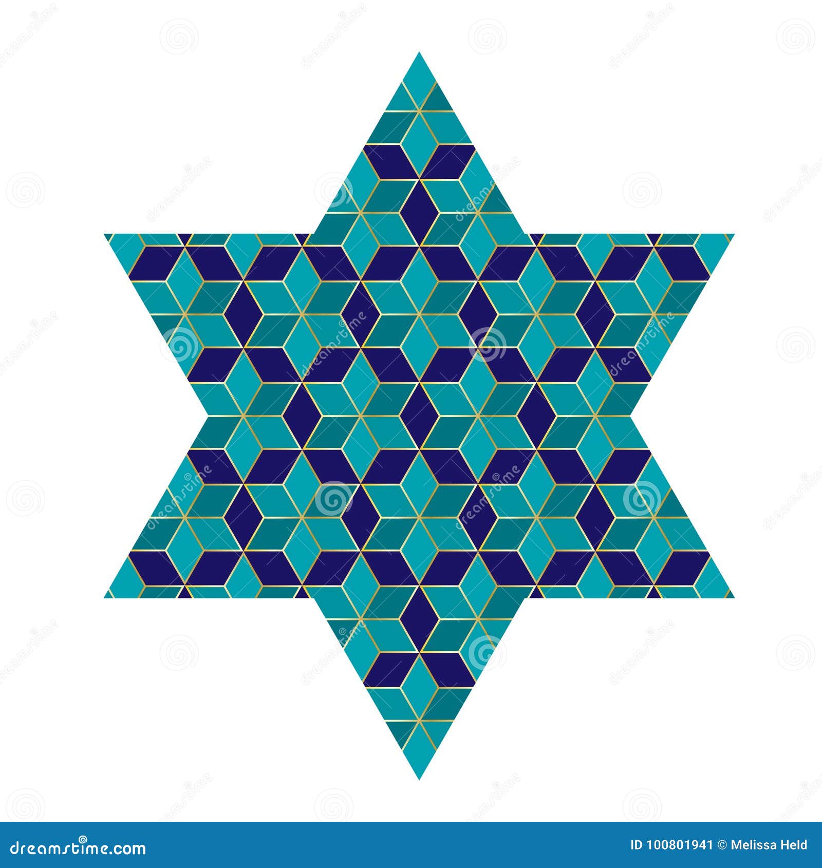 Blue and Gold Jewish Star with Pattern Stock Vector - Illustration of ...