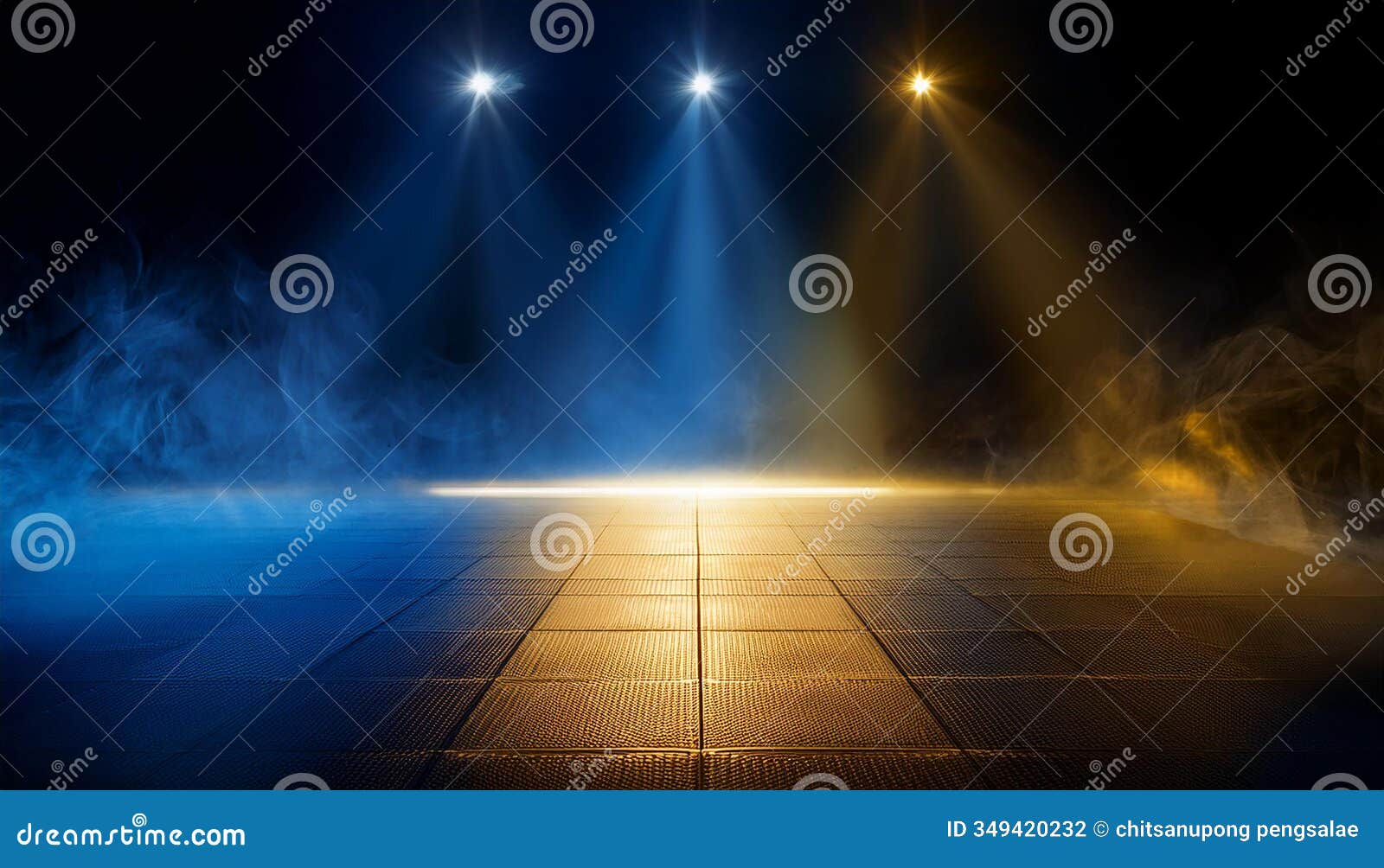 Floodlit Stage. Illuminated Stage Podium Scene With Red Carpet ...