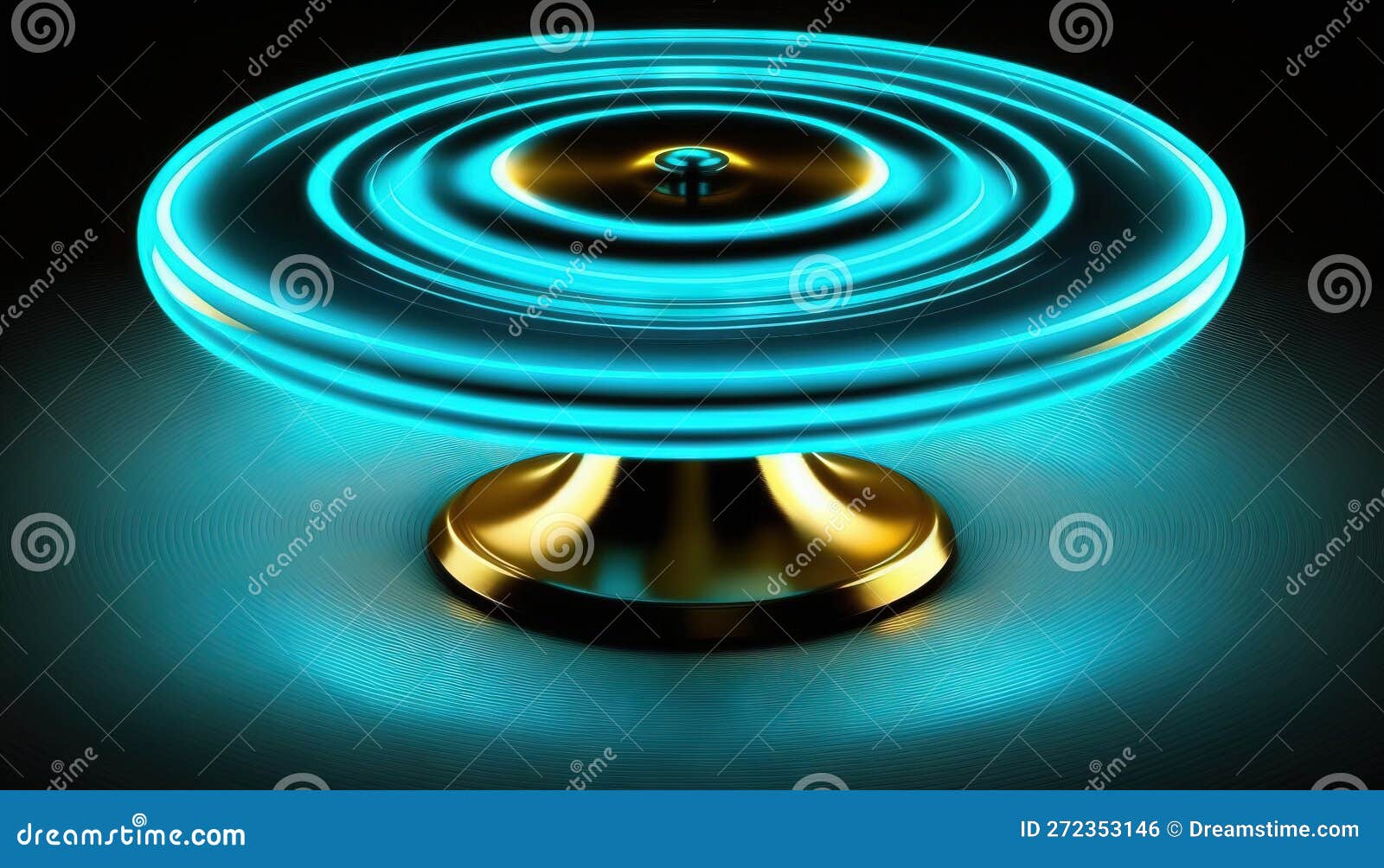 A Blue and Gold Object on a Black Surface with a Black Background Stock ...