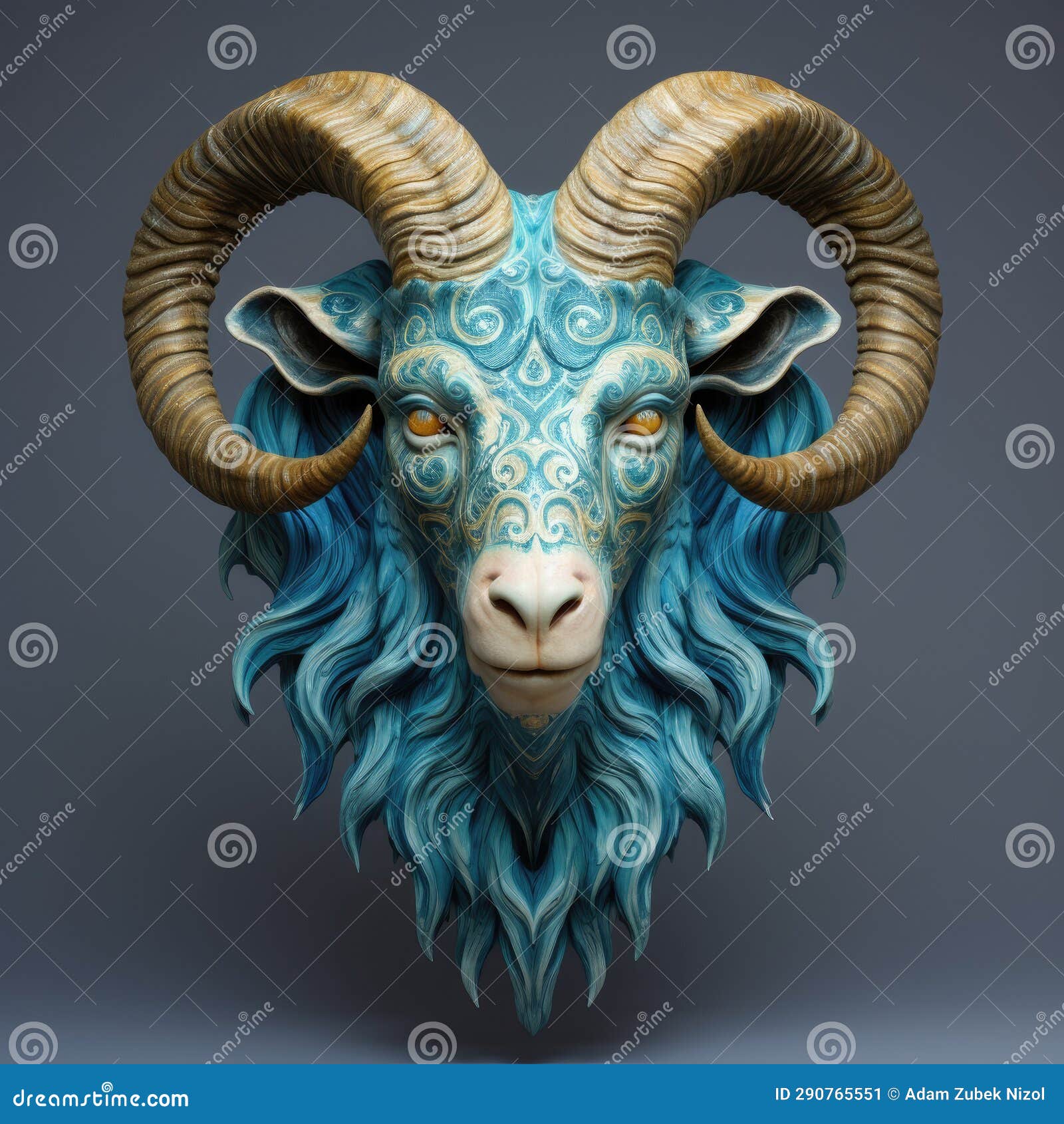 A blue and gold ram head stock illustration. Illustration of mammal ...