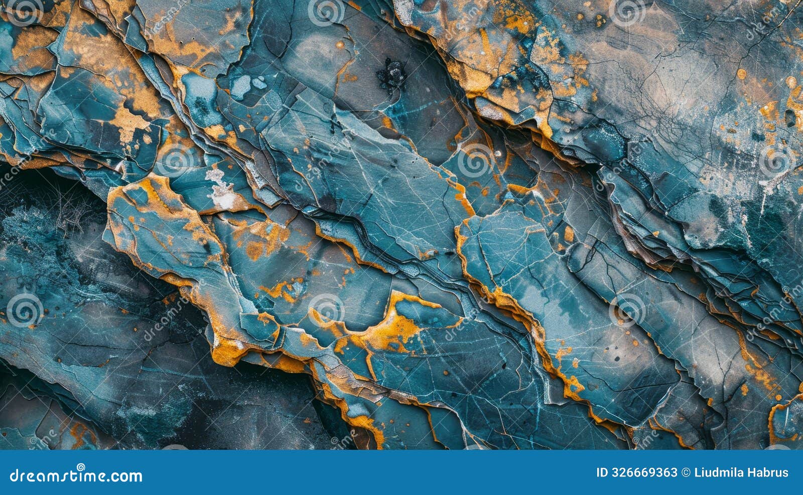 A Blue and Gold Rock with a Textured Surface Stock Image - Image of ...