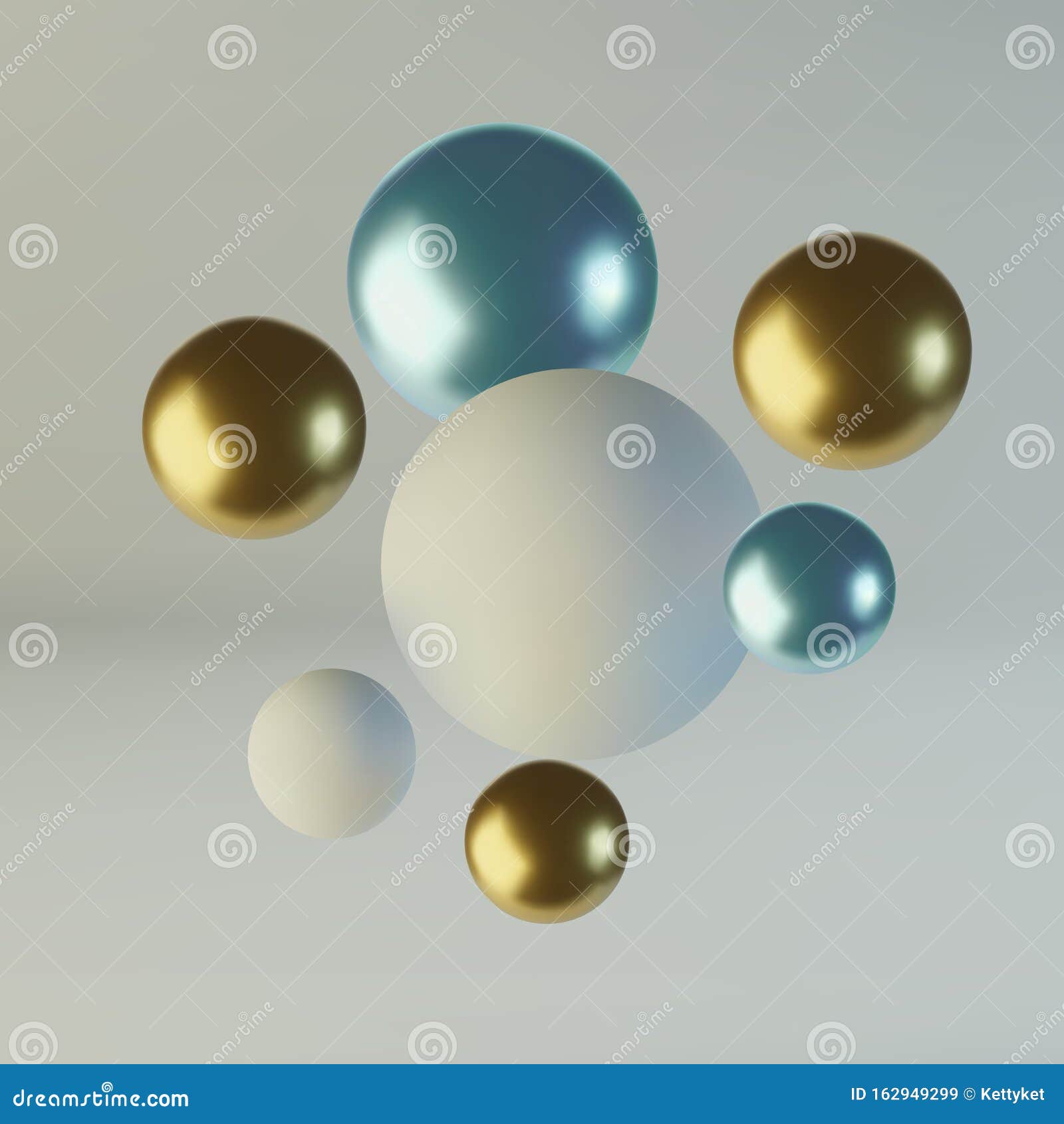 Blue and Gold Spheres of Balls. Realistic Abstract Background with 3d ...