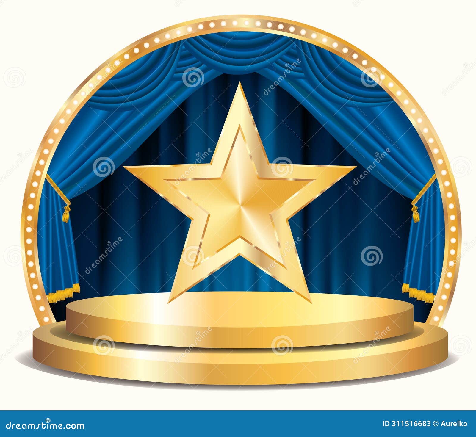 Blue gold stage podium stock vector. Illustration of entrance - 311516683