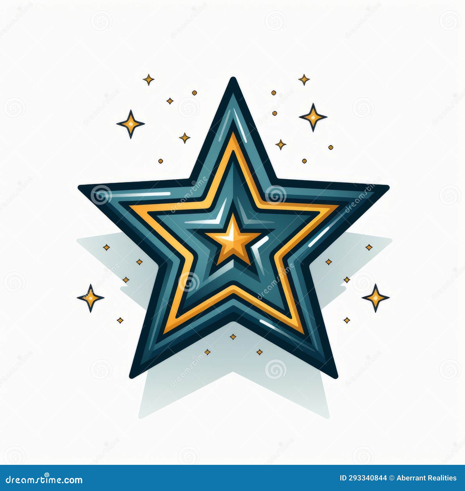 A Blue and Gold Star on a White Background Stock Illustration ...