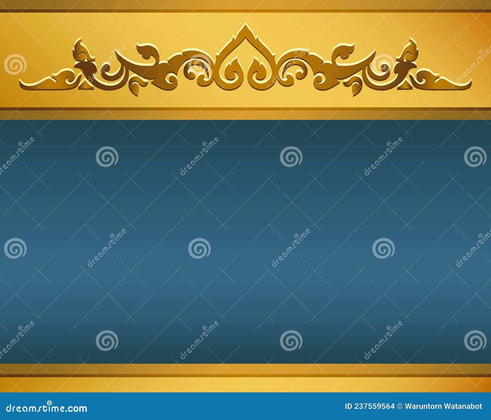 Blue Gold Thai Line Traditional Art Background Stock Vector ...