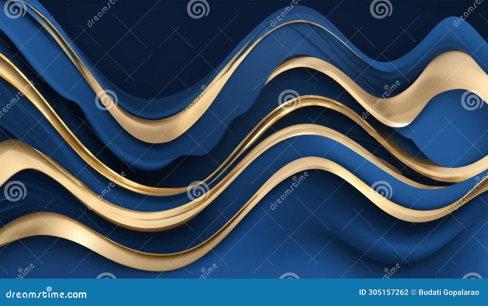 A Blue and Gold Wave Design Stock Illustration - Illustration of ...
