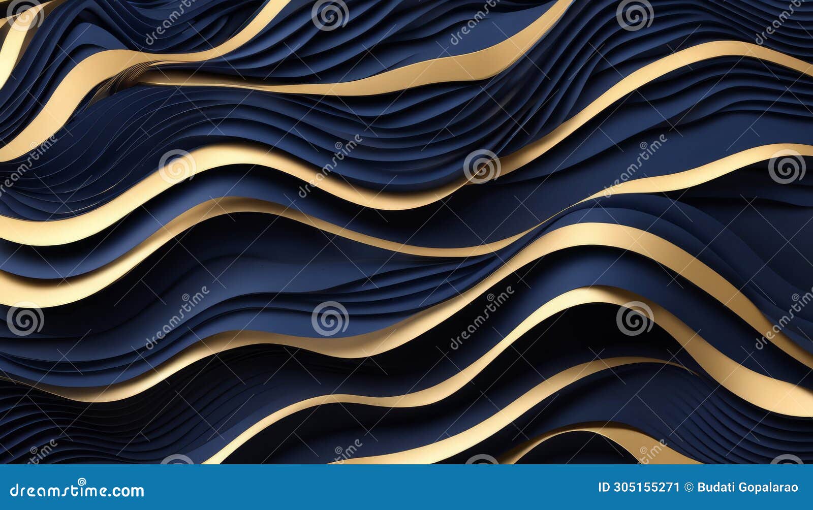 A Blue and Gold Wave Pattern Stock Illustration - Illustration of sparkle, shimmer: 305155271