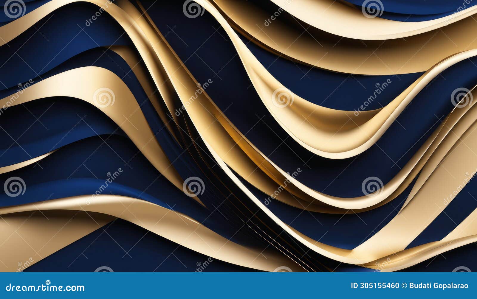 A Blue and Gold Wave Pattern Stock Illustration - Illustration of ...
