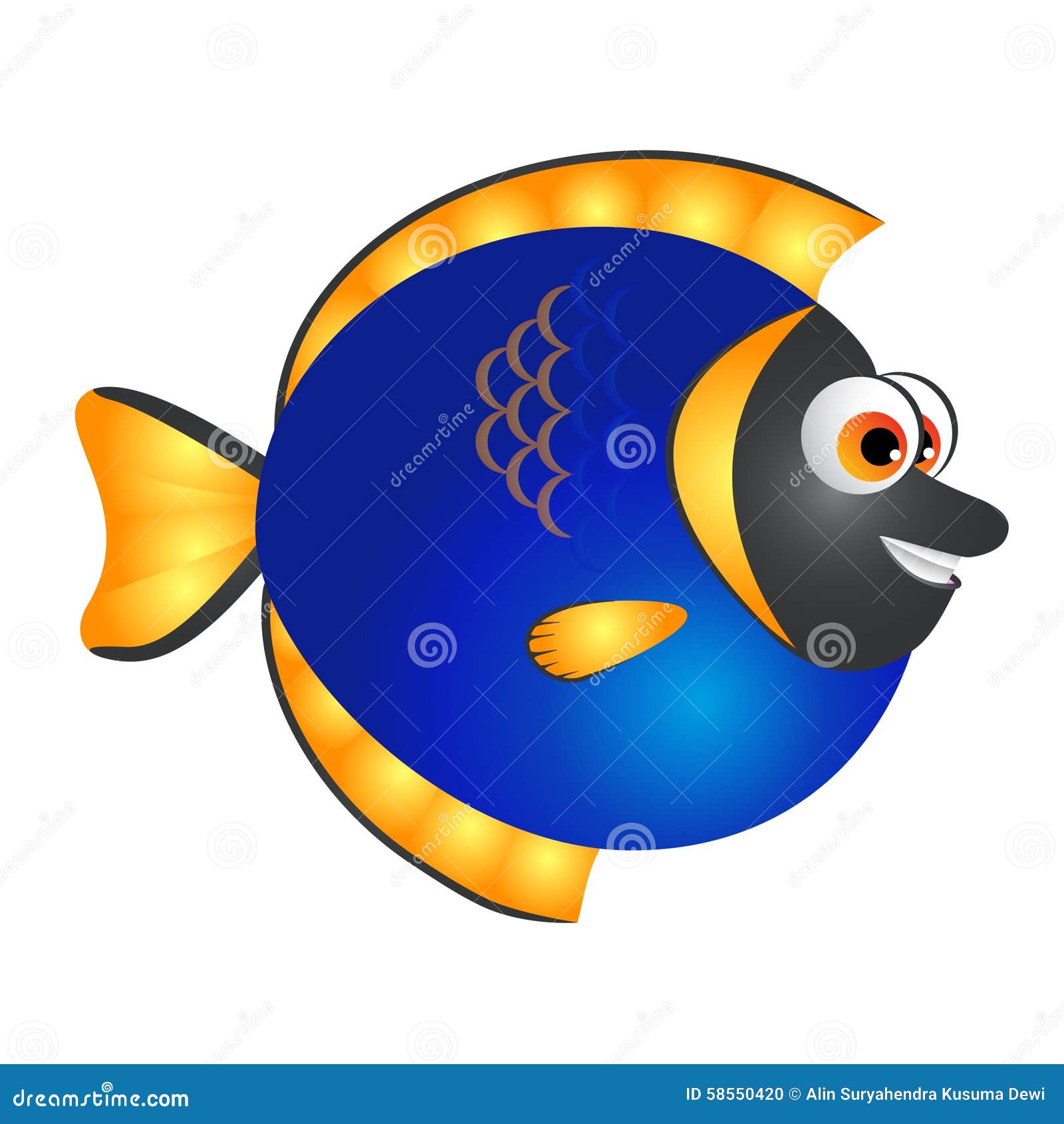 Blue and Golden Fish Cartoon Stock Vector - Illustration of marine ...