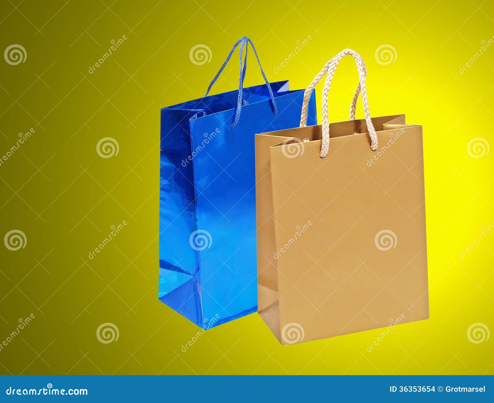 Blue and Golden Shopping Bag. Stock Photo - Image of gift, birthday ...