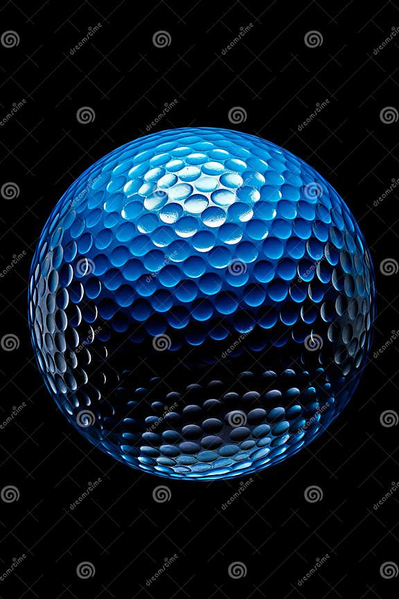 Blue Golf Ball with Black Background and Reflection of the Ball ...