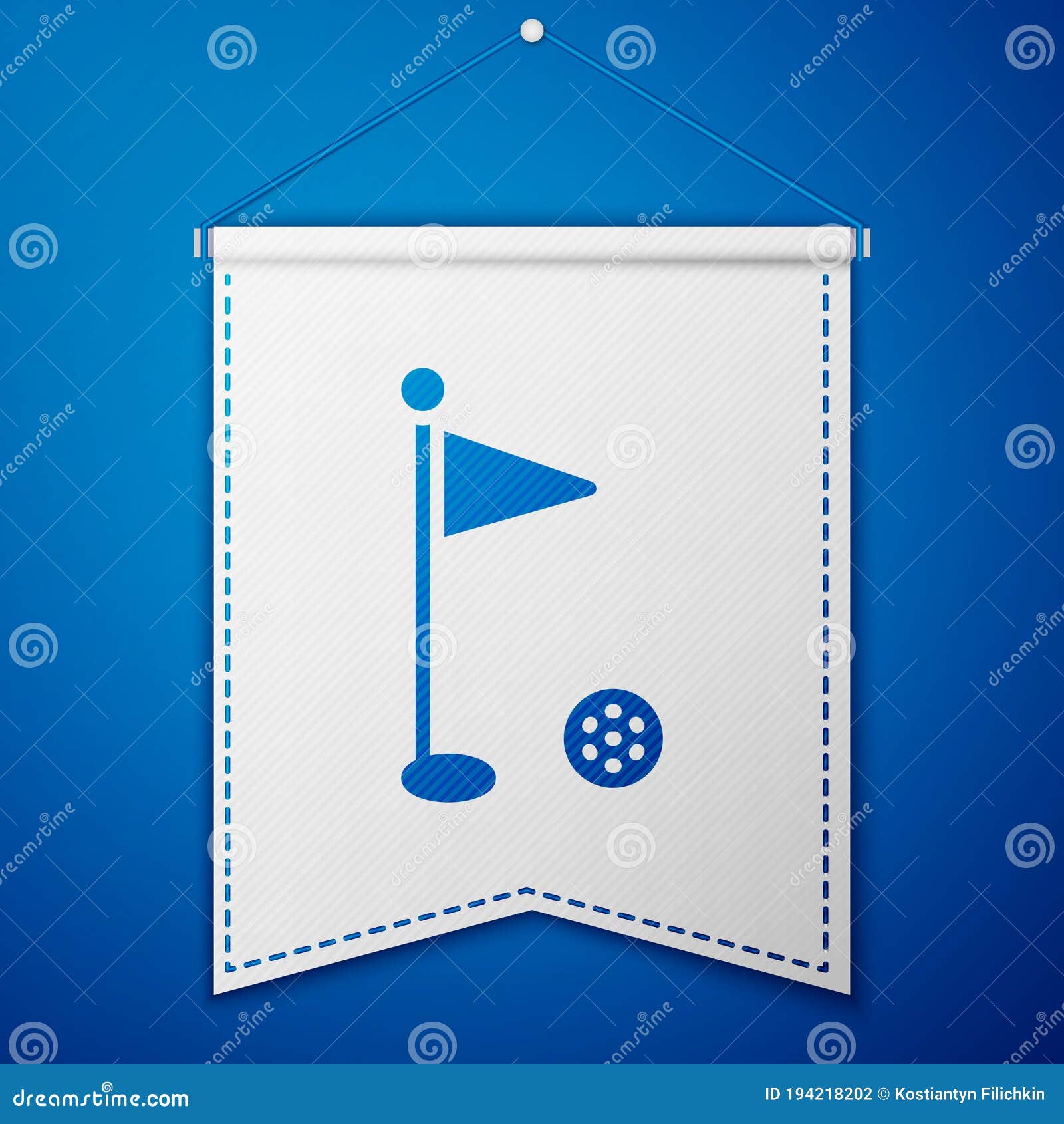 Blue Golf Flag Icon Isolated on Blue Background. Golf Equipment or ...