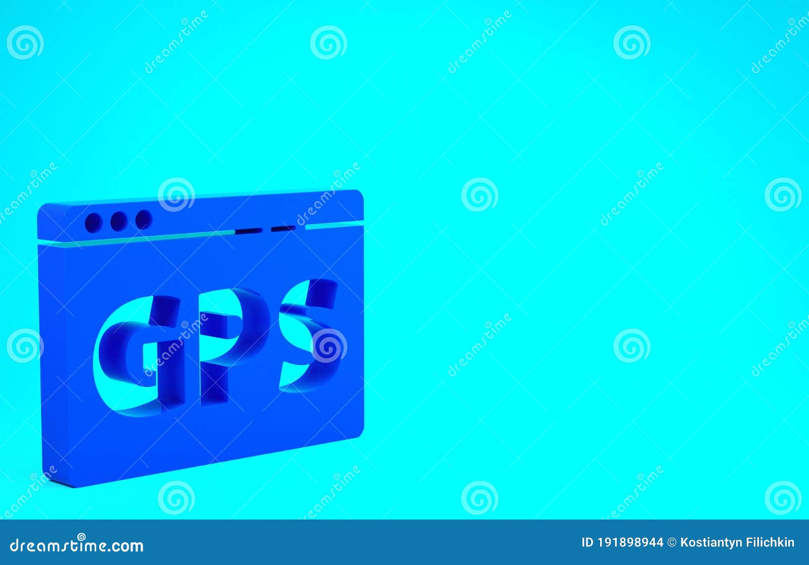 Blue Gps Device with Map Icon Isolated on Blue Background. Minimalism ...