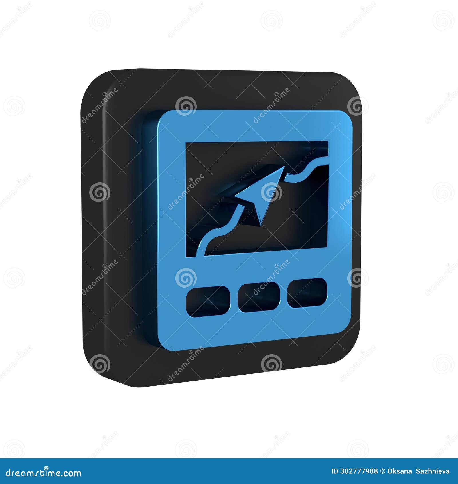 Blue Gps Device with Map Icon Isolated on Transparent Background. Black ...