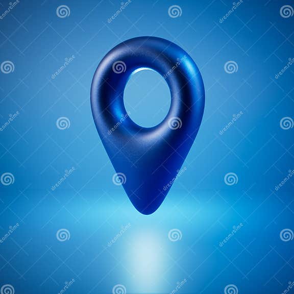 A Blue GPS Point on a Blue Background. 3D Render Stock Illustration ...