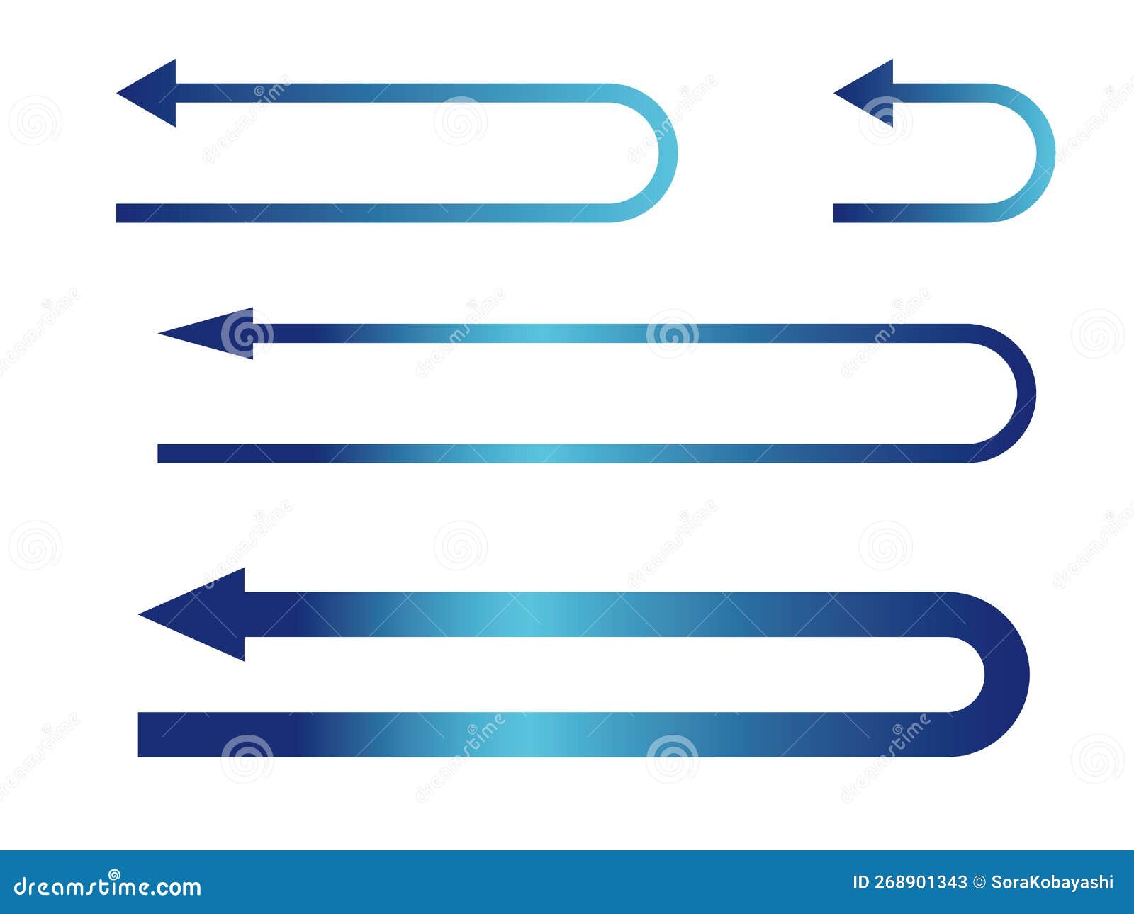 Blue Gradation U-turning Arrow Set Stock Vector - Illustration of ...