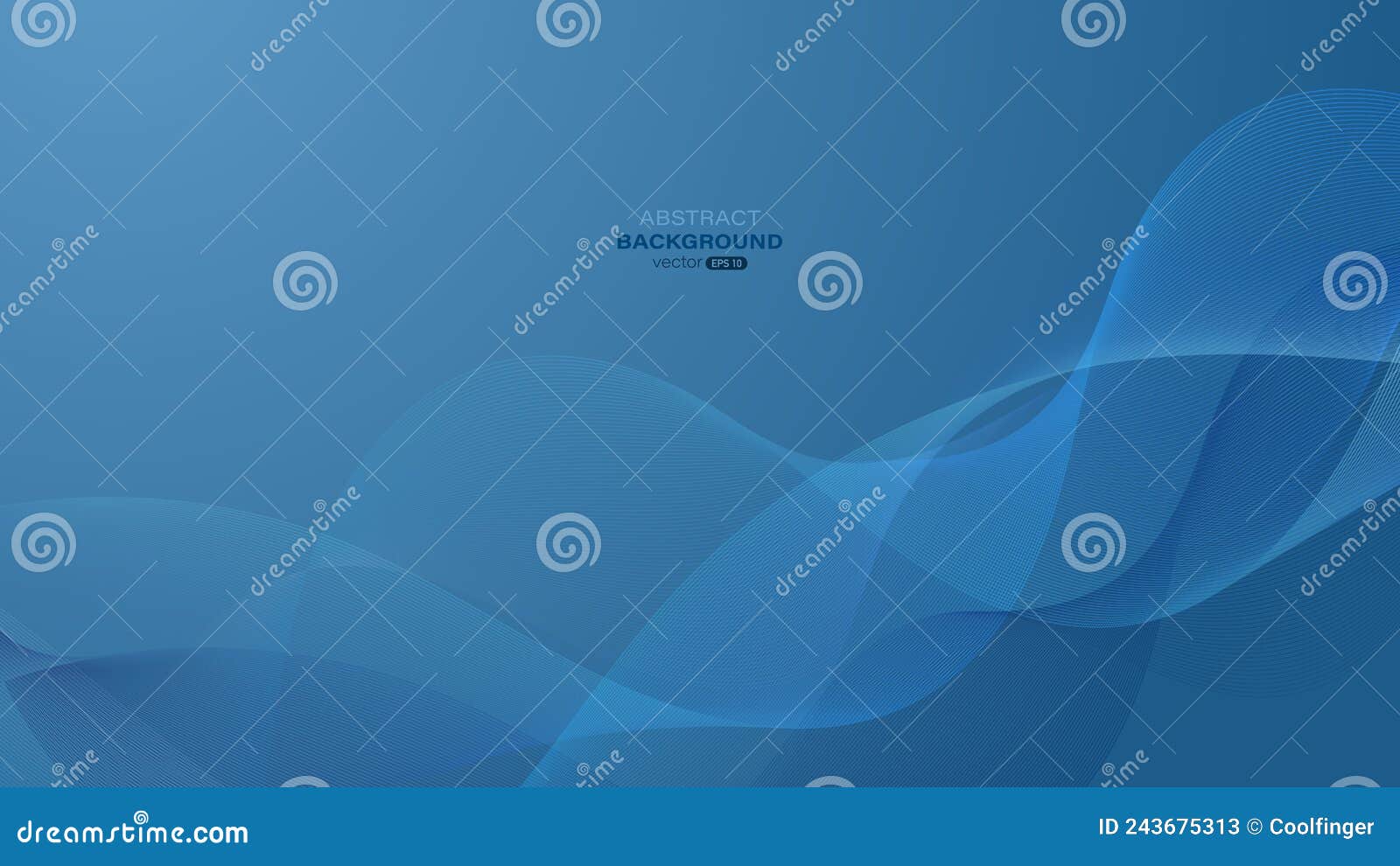 Blue Gradient Background with Abstract Bright Dynamic Wave Stock Vector ...