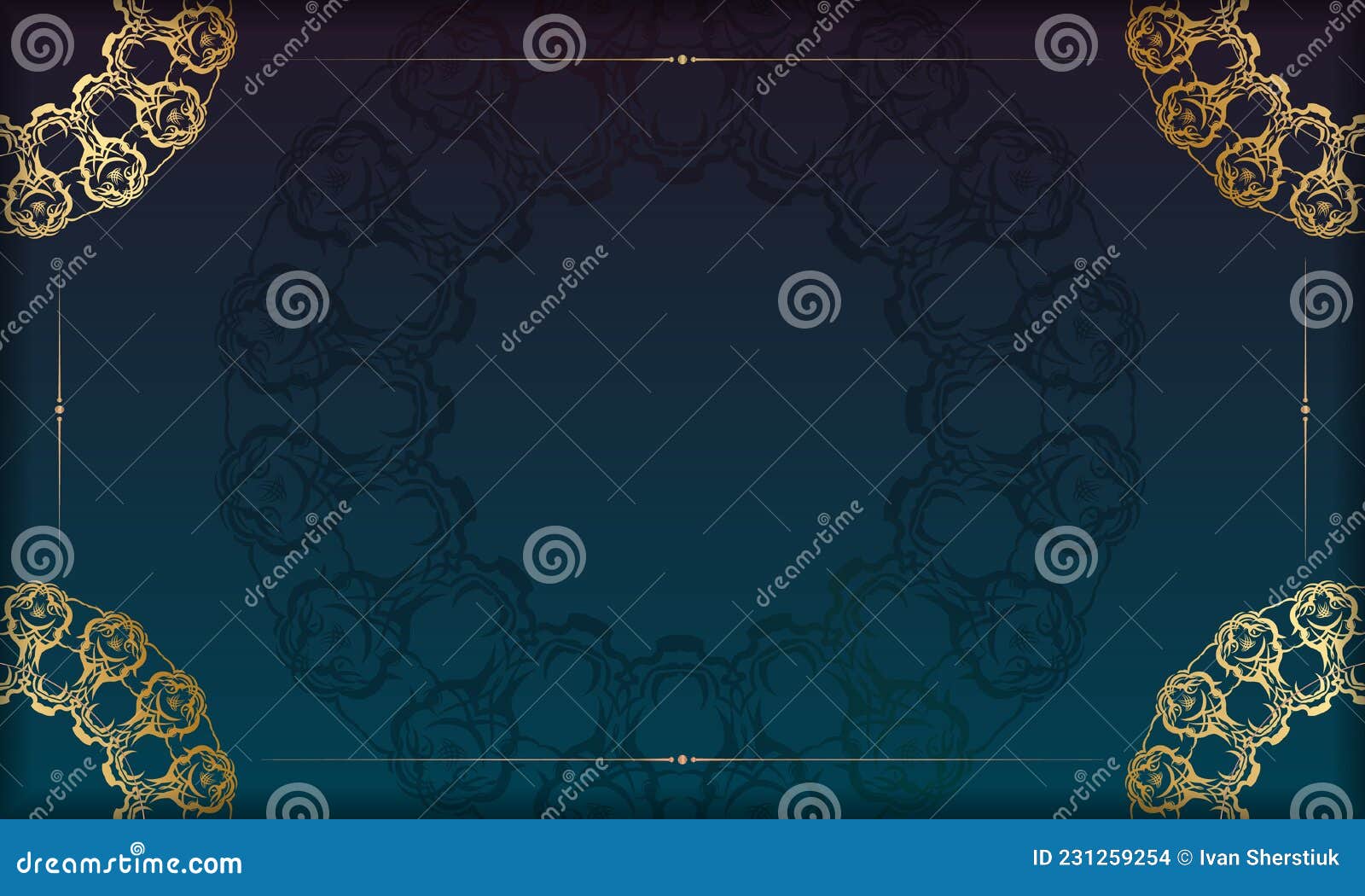 Blue Gradient Banner with Indian Gold Pattern for Design Under Your ...