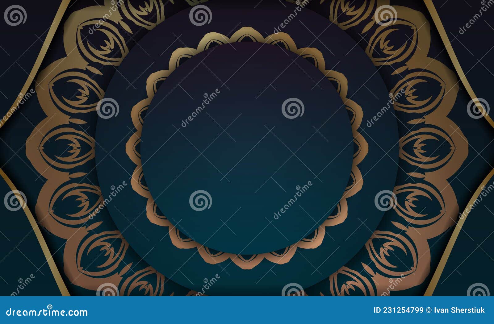 Blue Gradient Banner Template with Abstract Gold Pattern for Logo ...